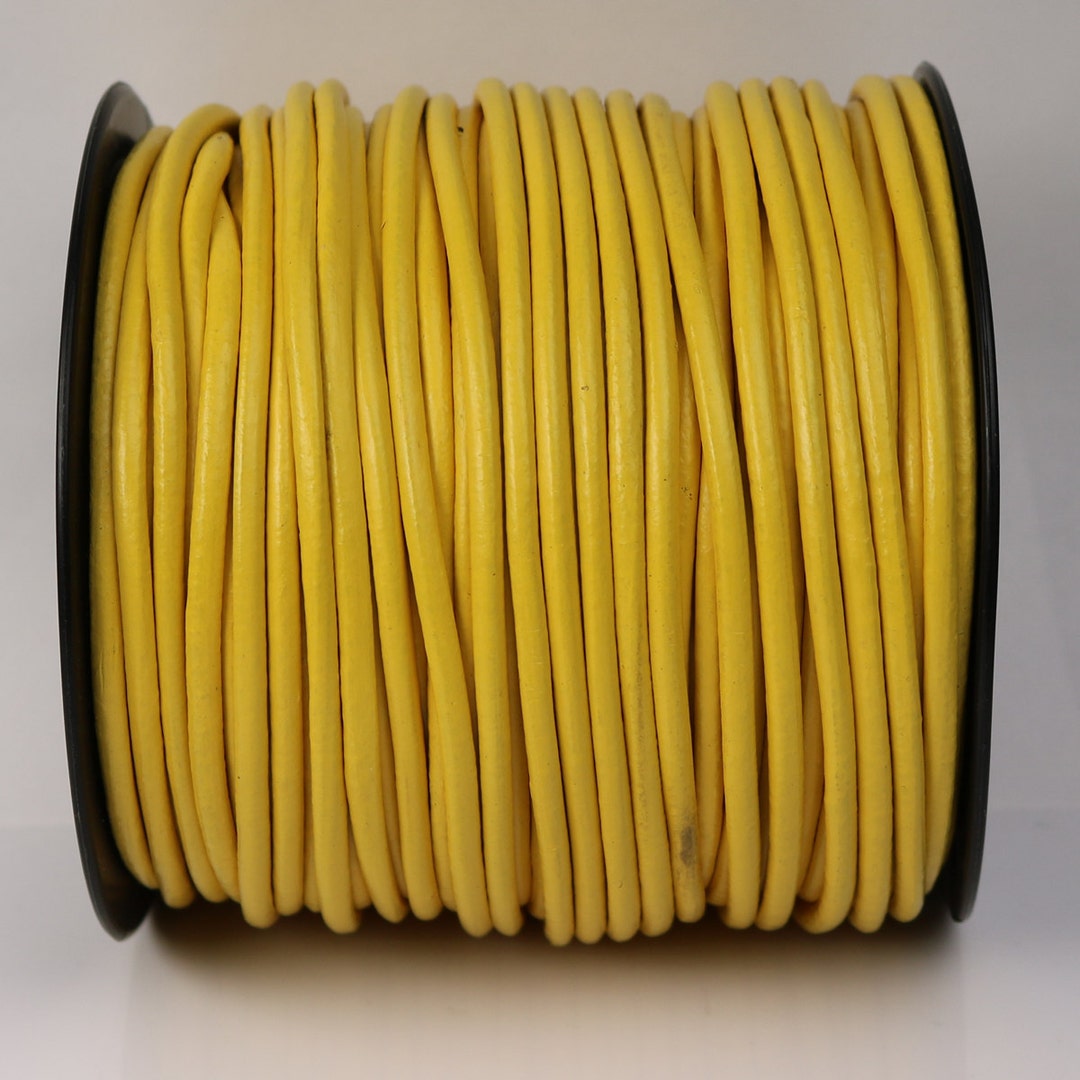 5 Feet Yellow Leather Cord - 3mm Genuine Leather Round Cord - USA ...
