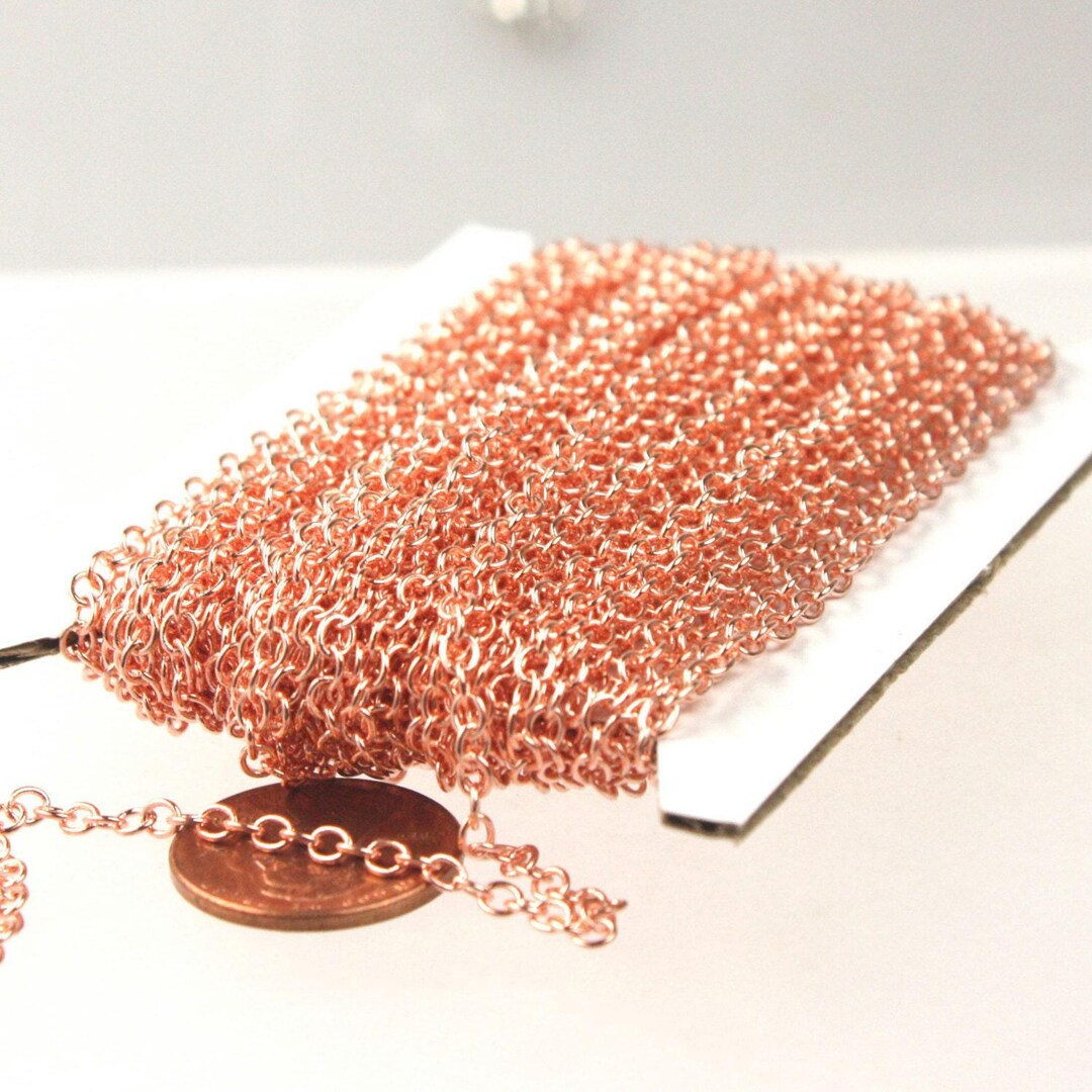 Bright Copper Plated Soldered Link Cable Chain - 3.4x3.0mm SOLDERED ...
