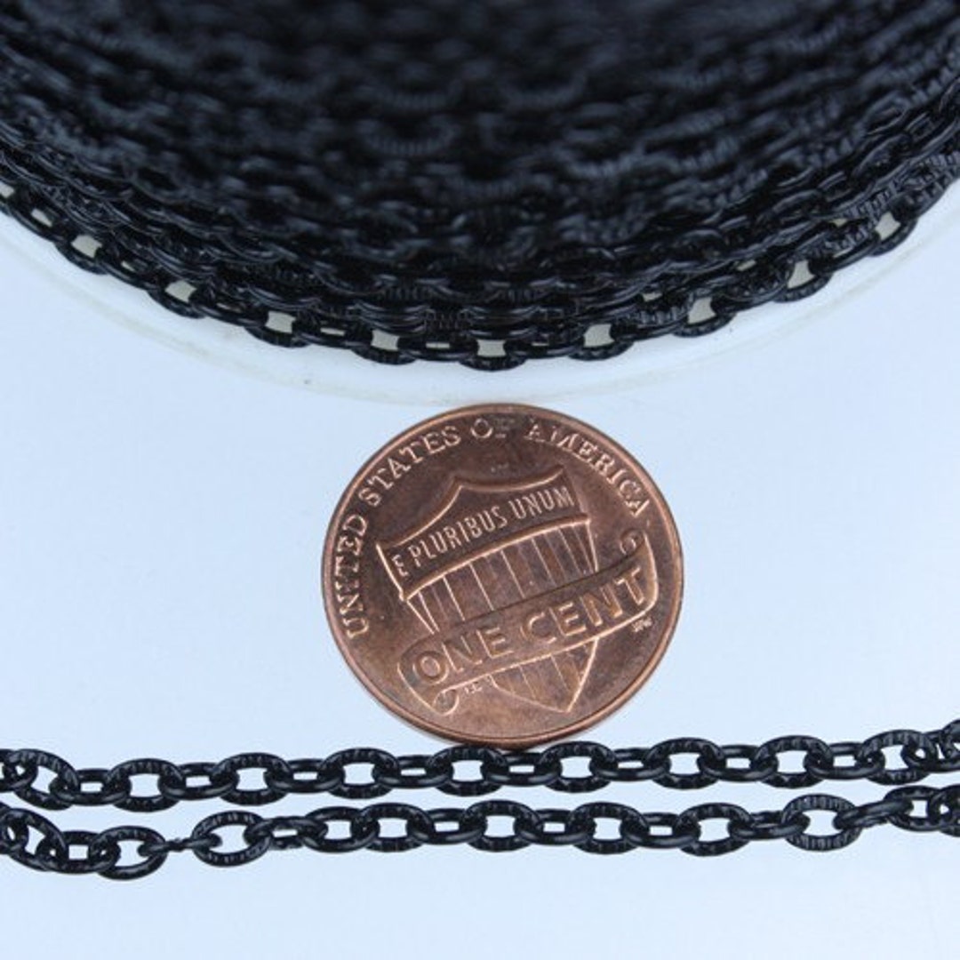 50 Ft of Black Finished Textured Cable Chain - 4x3mm Unsoldered Link ...