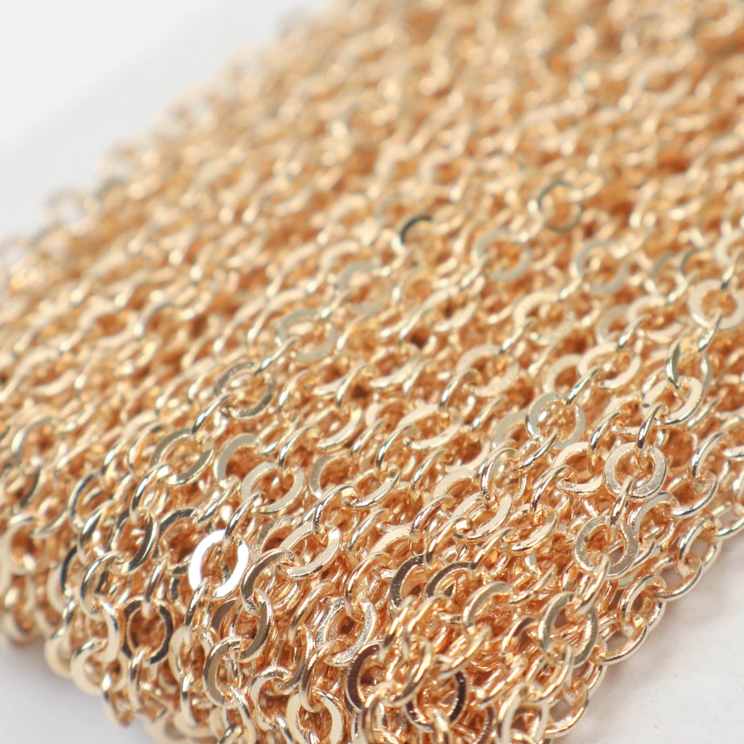 32 Ft Champagne Gold Plated Cable Chain: 3.4x2.9mm Soldered Links - Etsy