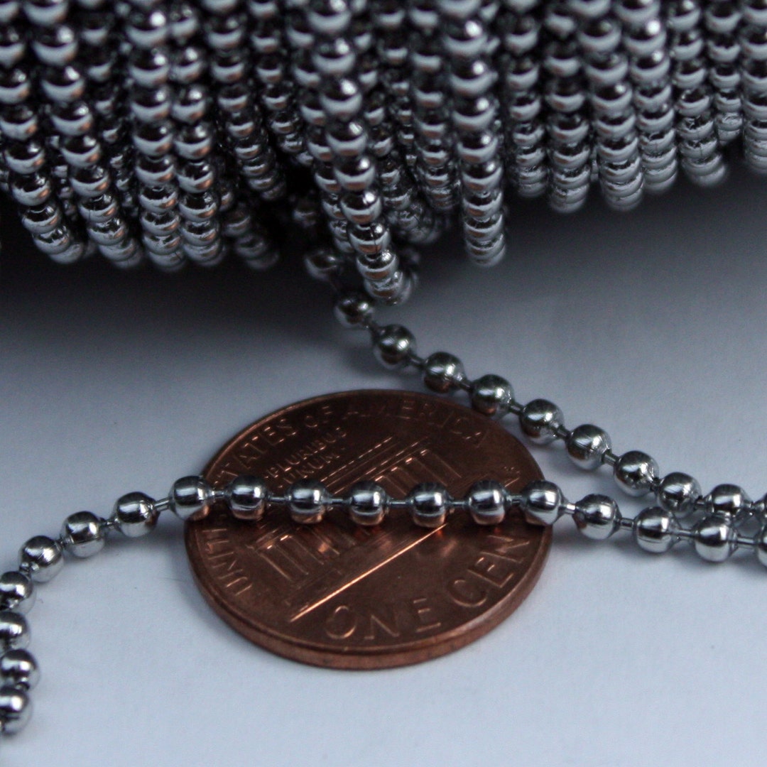 10 Feet Stainless Steel BALL Chain - 2.4mm Ball Size With FREE 5 Pcs of ...
