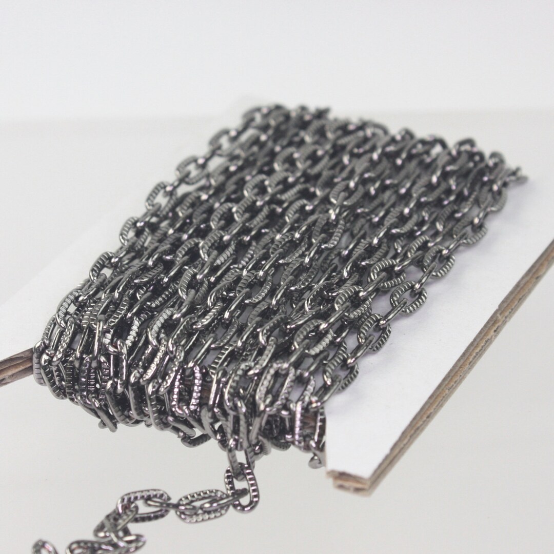 10 Ft. of Gunmetal Textured Oval Round Cable Chain - 7.2x4.2mm ...