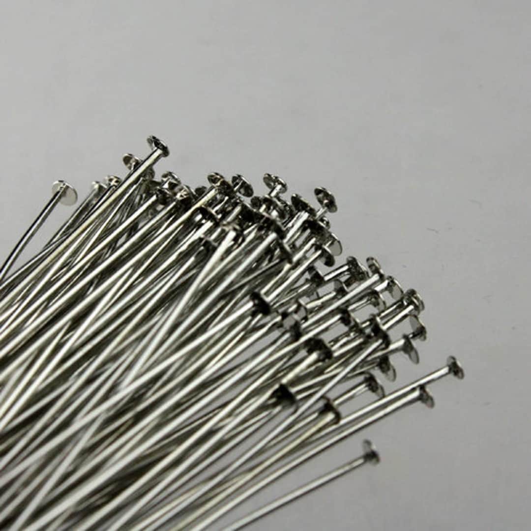 Antique Silver Plated Rhodium Tpin Flat Headpins: 2 Inch, 22 Gauge ...
