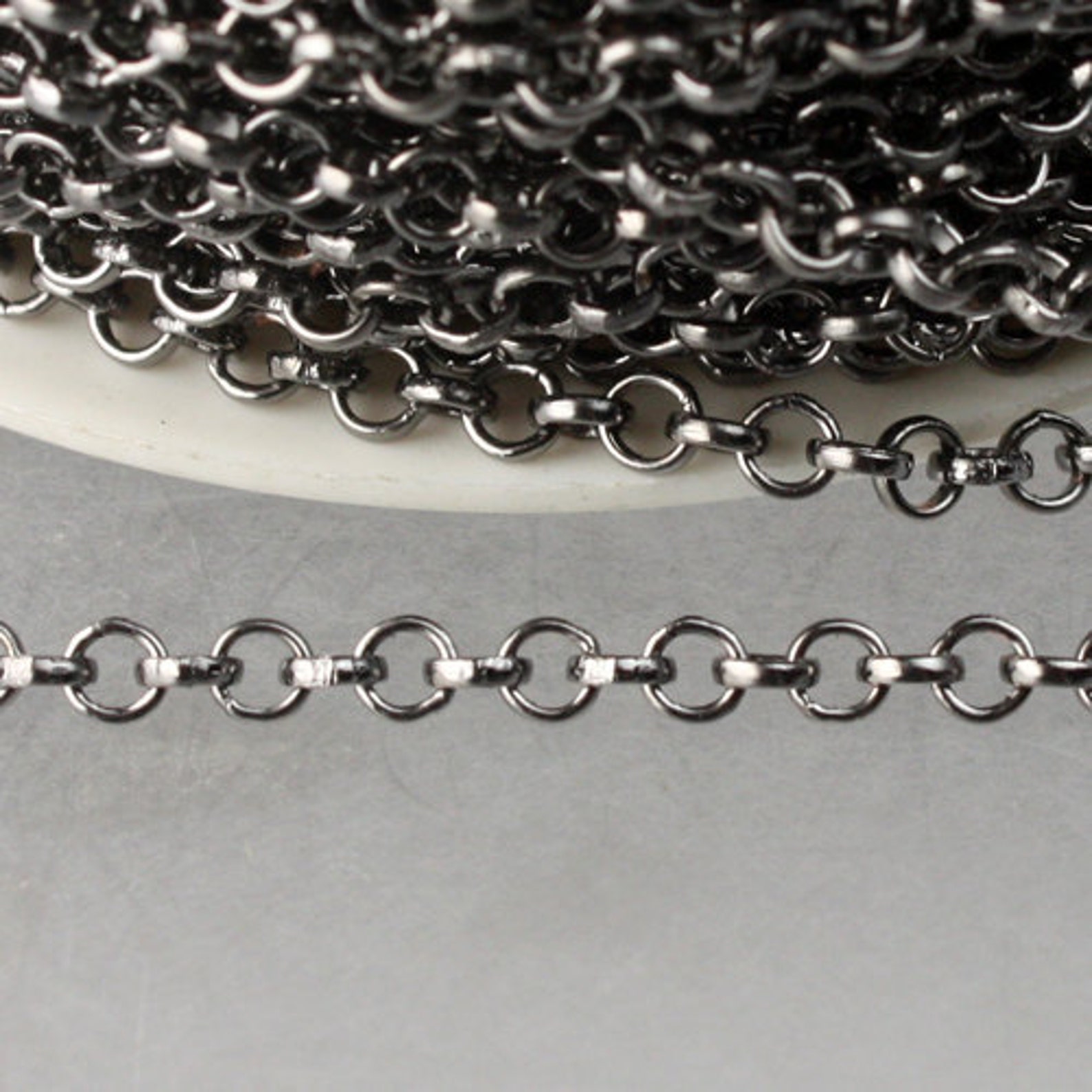 Gunmetal Rolo Chain Bulk 32 Ft of Rolo Cable Chain 3.2mm - Etsy
