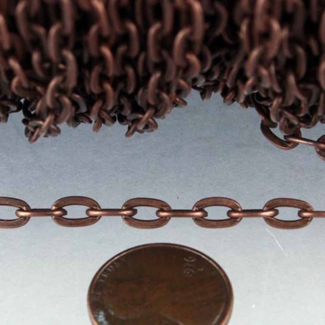 Antique Copper Chain Bulk Chain, 100 Ft Flat BIG Heavy Drawn Cable ...