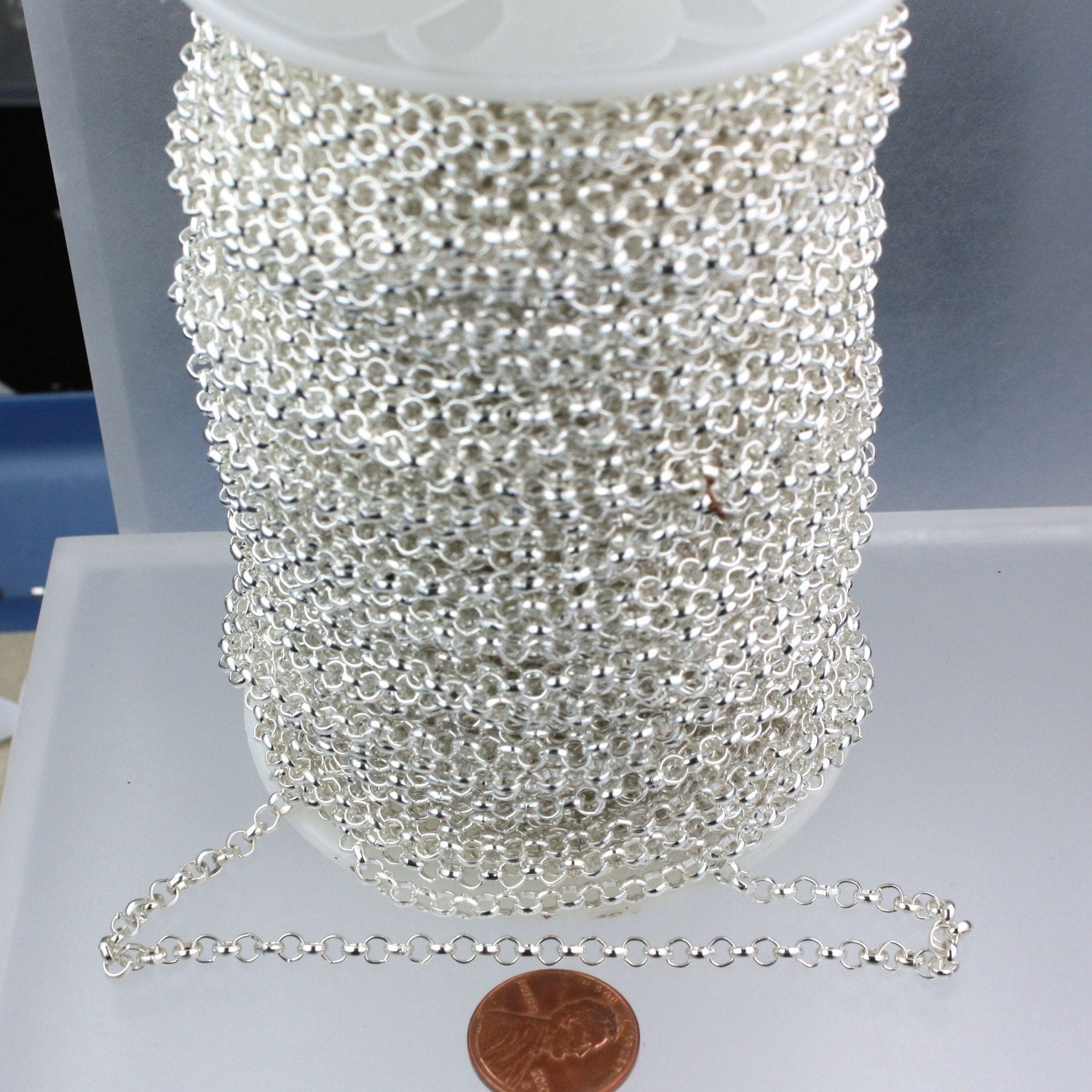 Sterling Silver Plated Rolo Chain Bulk 12 Ft of Rolo Cable | Etsy