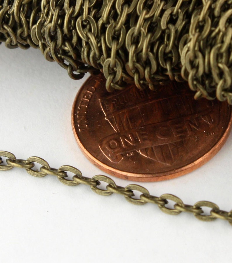 50 Ft. of Antique Brass Finished Flat Cable Chains 3x2.2mm - Etsy