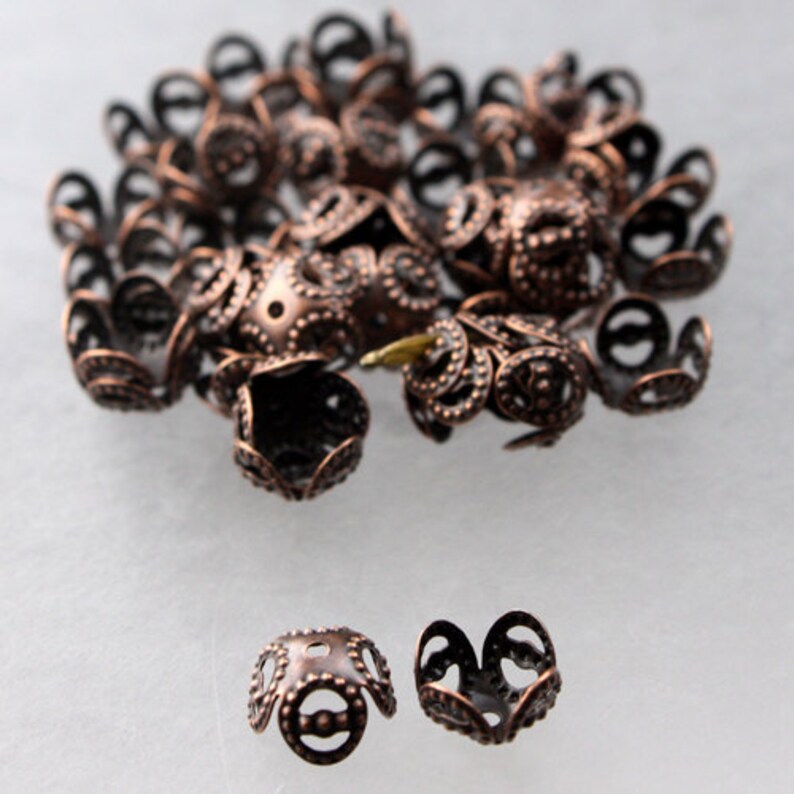 100 Pcs of Antique Copper Finished Filigree Beads Cap 8mm - Etsy