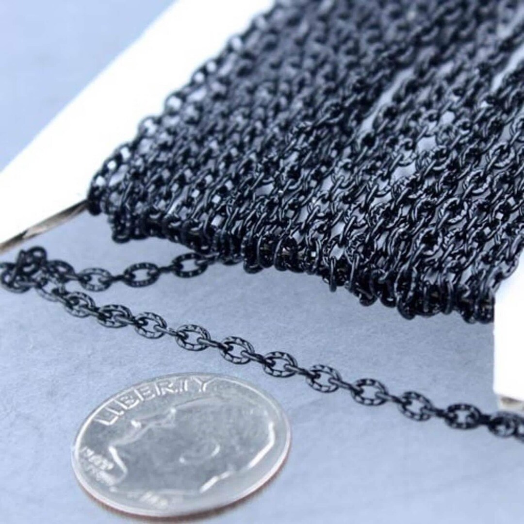 Black Finish Texture Cable Chain Bulk: Unsoldered Iron (3x2mm 32 Feet ...