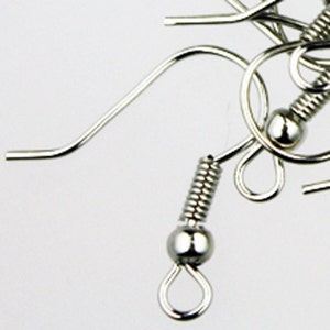 100 Pcs of Fish Hook With Spring and Ball Earwire 19x17mm - Rodium ...