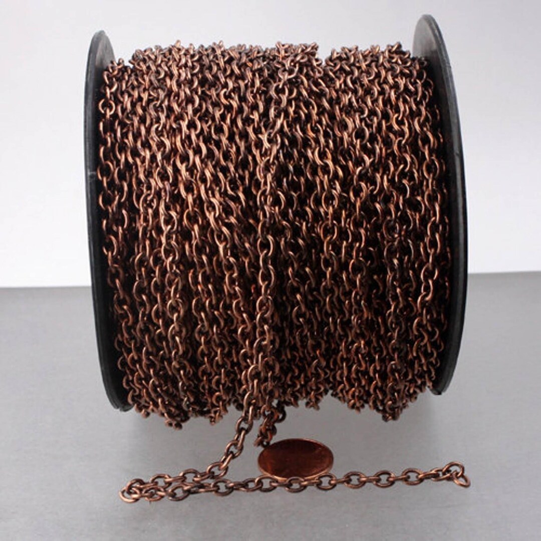 Antique Copper Cable Chain: 32 Ft Bulk Iron Jewelry Chain (6.0x4.5 1 ...