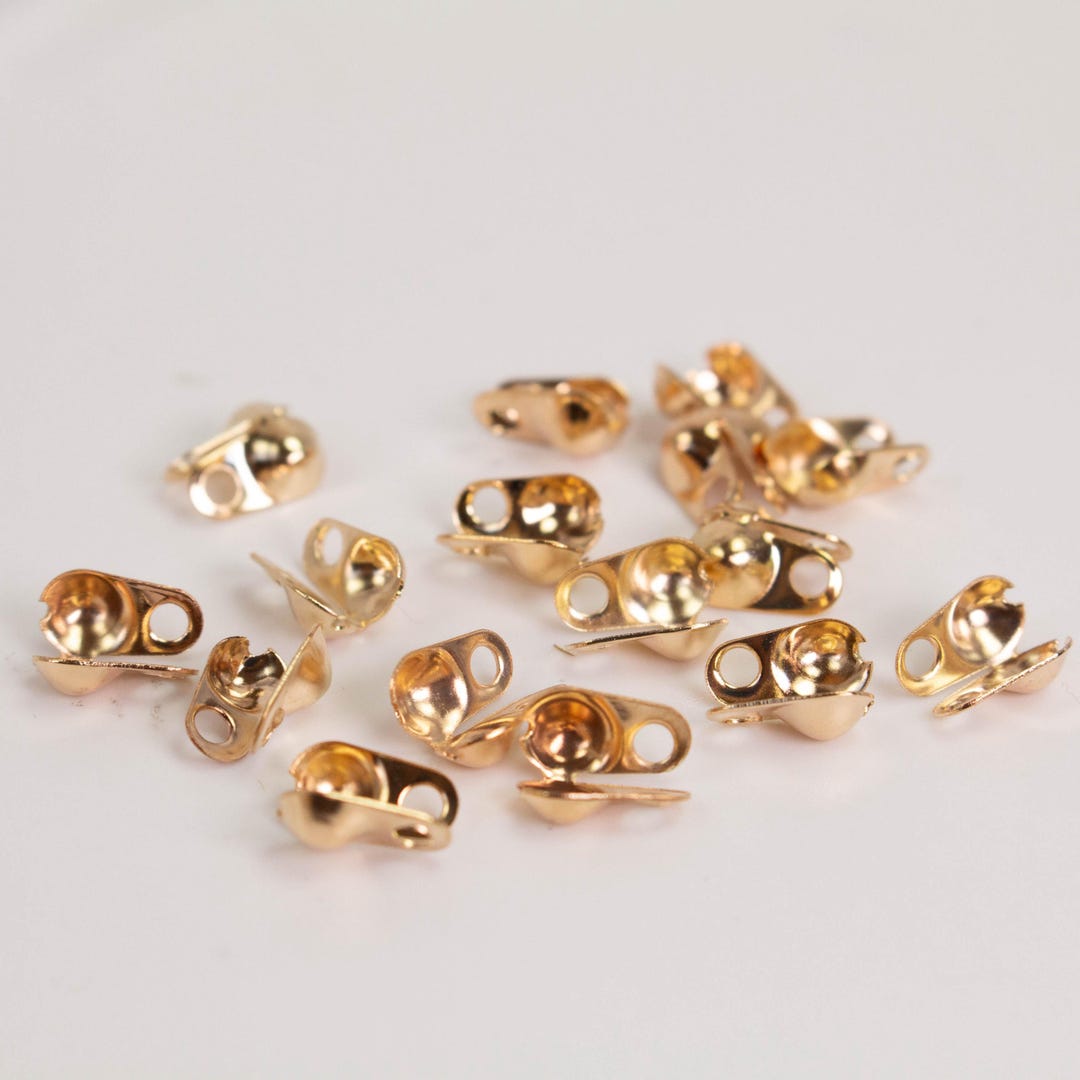 Champagne Gold Plated Ball Chain Connector for 3.2mm - Crimp Type ...