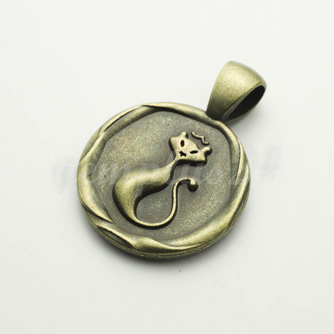 Antique Brass Finish Cat Pendant Bezel With Glass Cabochon (20mm) - Etsy