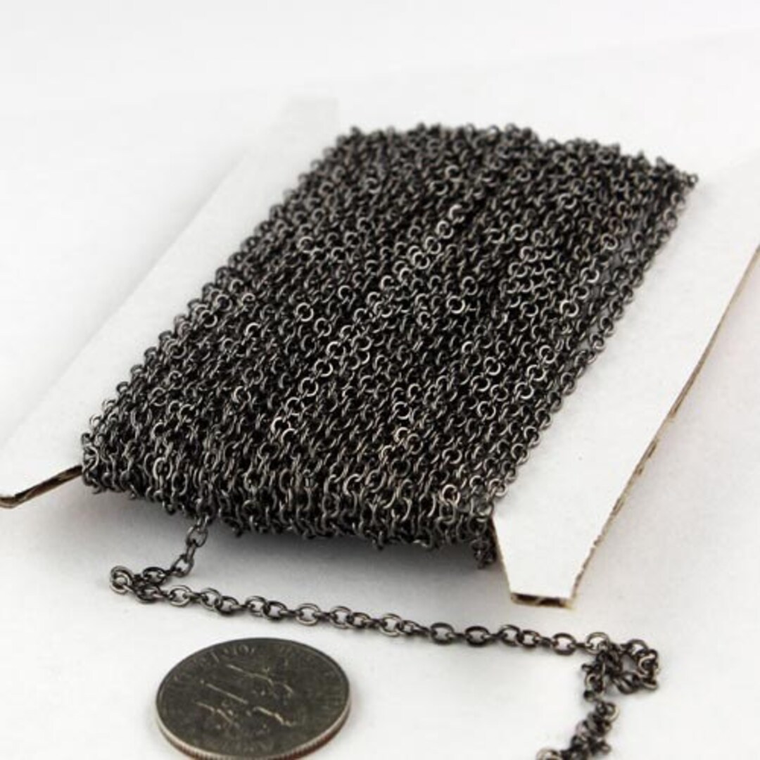 10 Feet Gunmetal Flat Chain Cable Chain - 3x1.7mm SOLDERED - Necklace ...