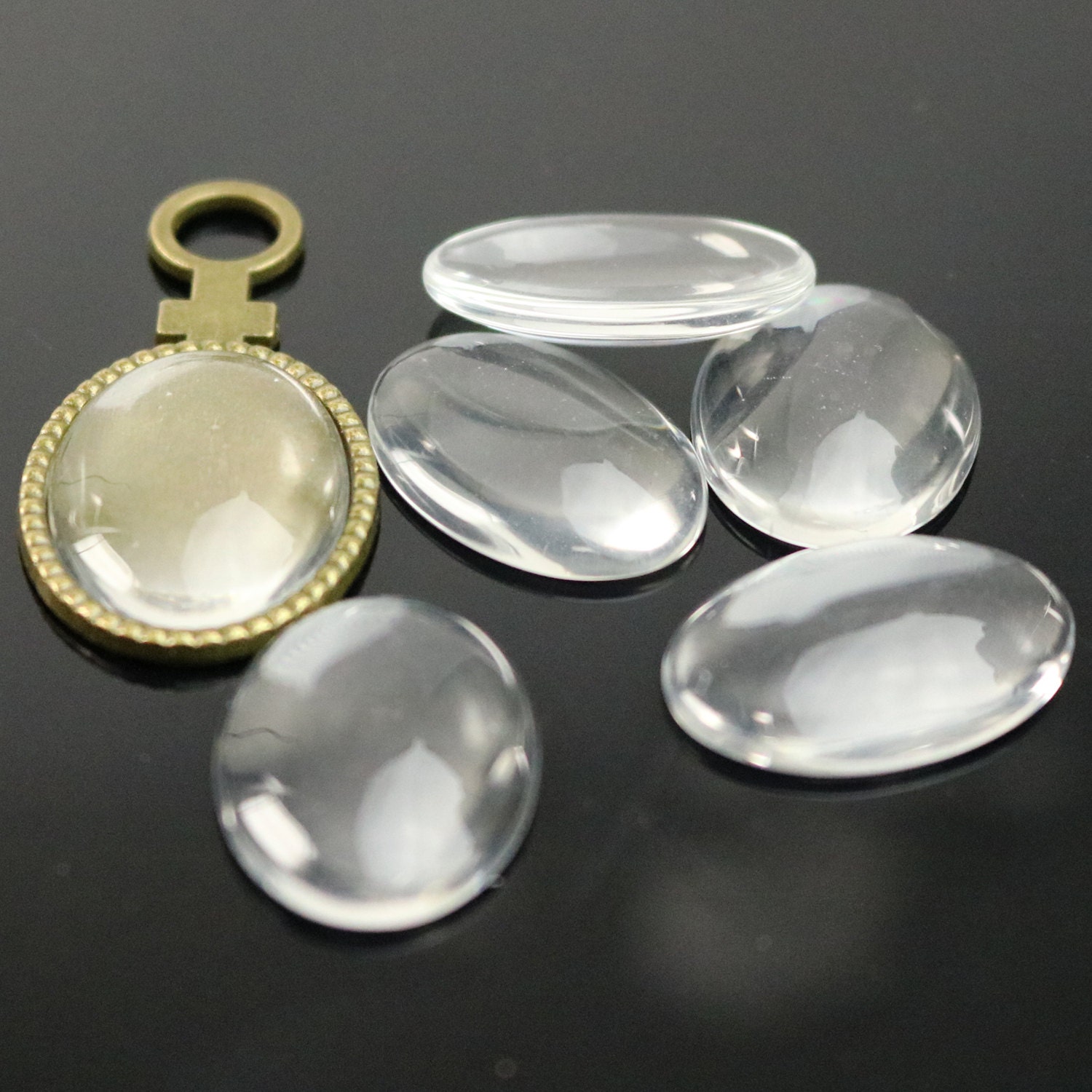 Pendant BEZELS With GLASS Magnifying OVAL Domes Cabochon 5 - Etsy