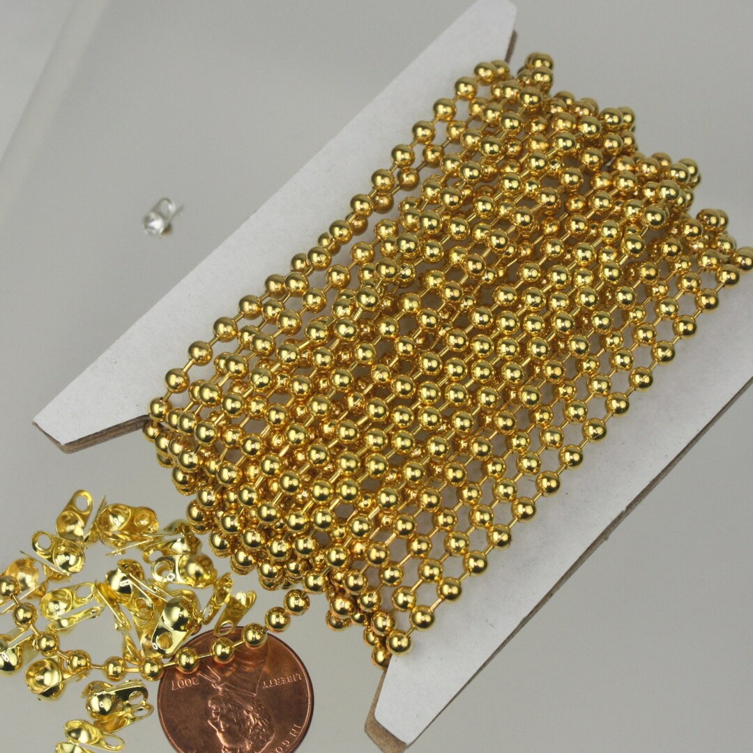 10 Ft Spool of Gold Plated BIG Ball Chain - 3.2mm With 5 Connector ...
