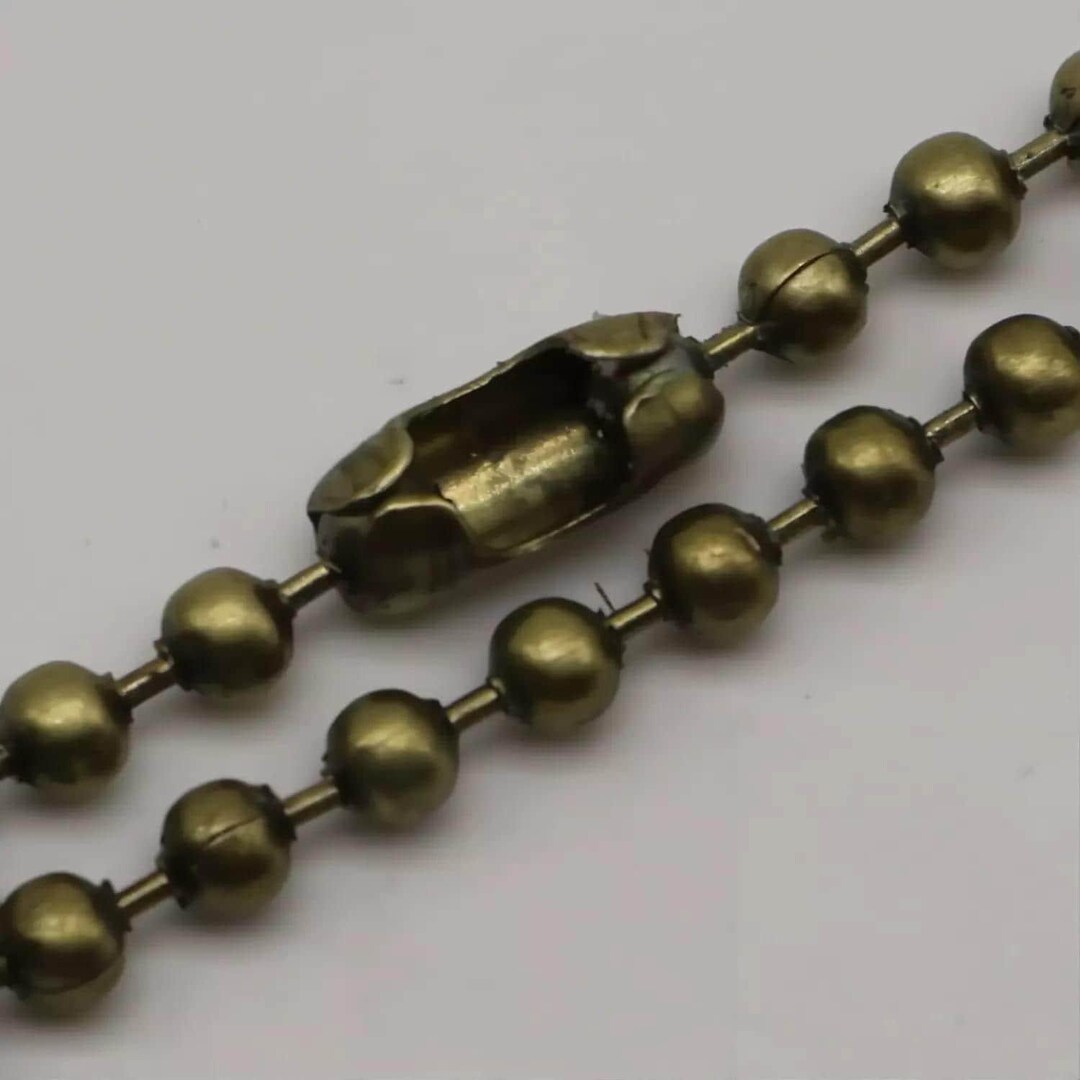 Chunky Ball Chain Necklace: 24 Inch Antique Brass Finish, 3.2mm Beads ...