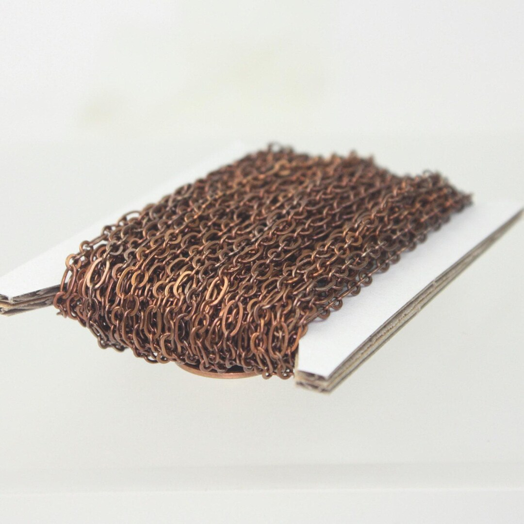Antique Copper Plated Finish Soldered Link Chain: Long and Short Links ...