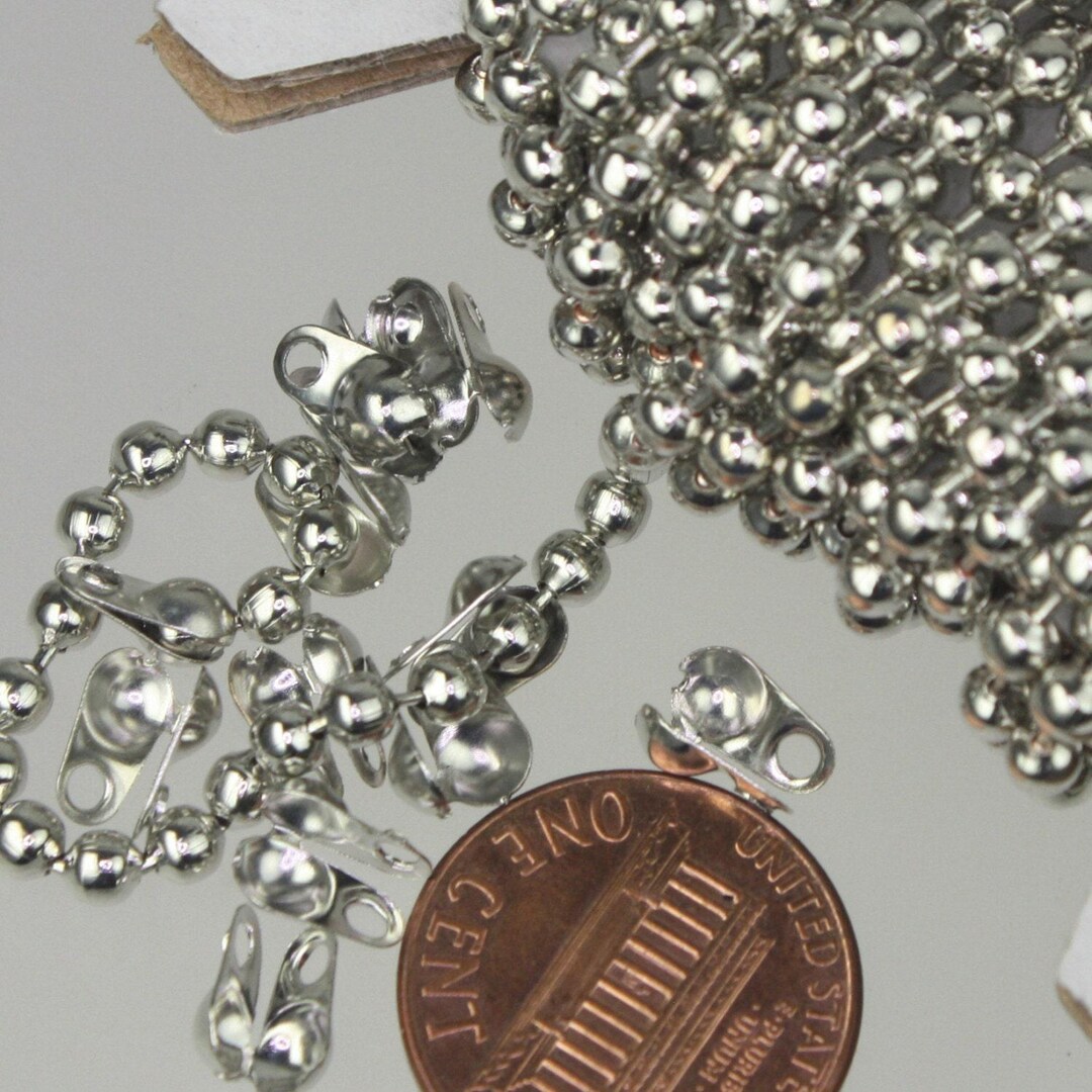 Antique Silver Plated Rhodium Ball Chain: 3.2mm, Jewelry Making Supply ...