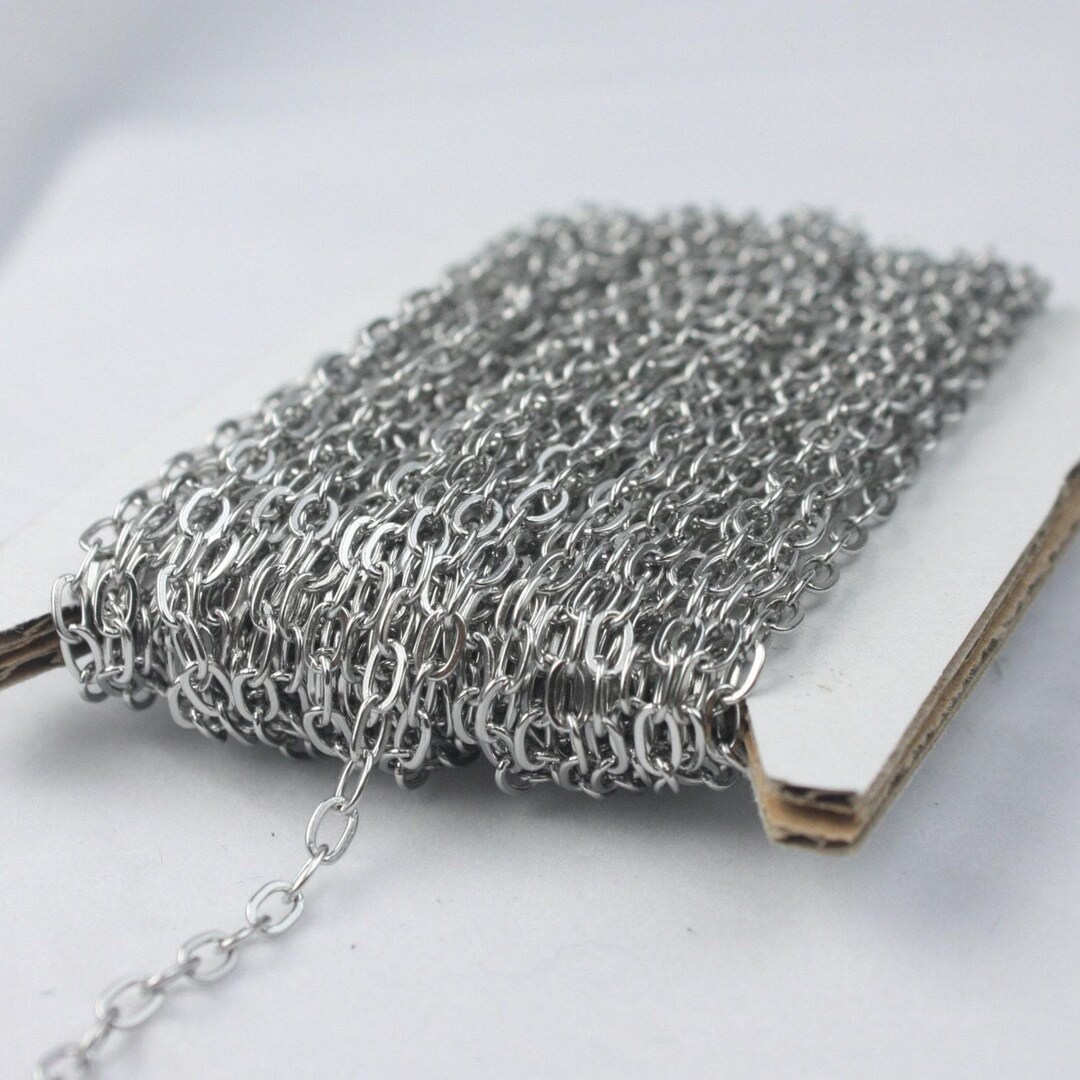Surgical Stainless Steel Chain: 4.4x2.8mm Soldered Link Oval Flat Cable ...