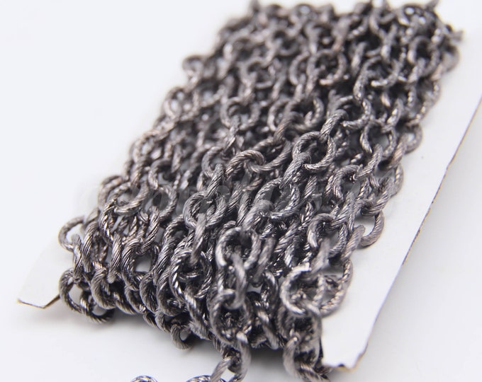 3/5/10/20 Feet of Gunmetal Plated Oval Texture Chunky Cable Chain ...
