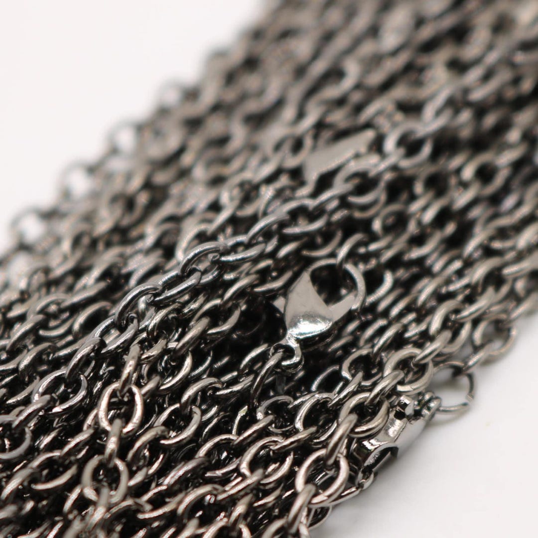 50 Gunmetal Finish Chunky Cable Chain Necklaces: Iron Steel, 24 Inch - Etsy