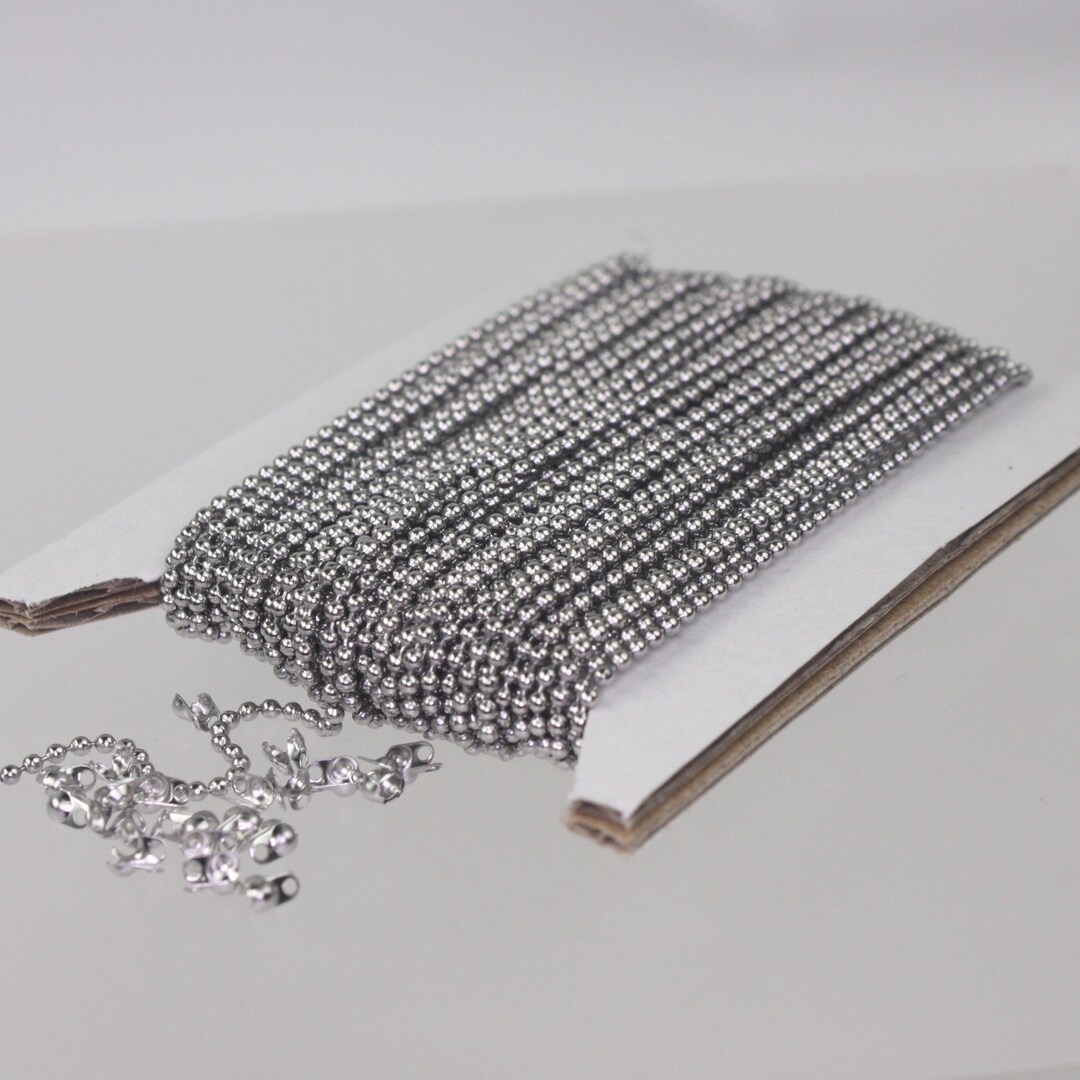 100 Feet Stainless Steel BALL Chain 1.5mm Ball Size With FREE 100 Pcs ...