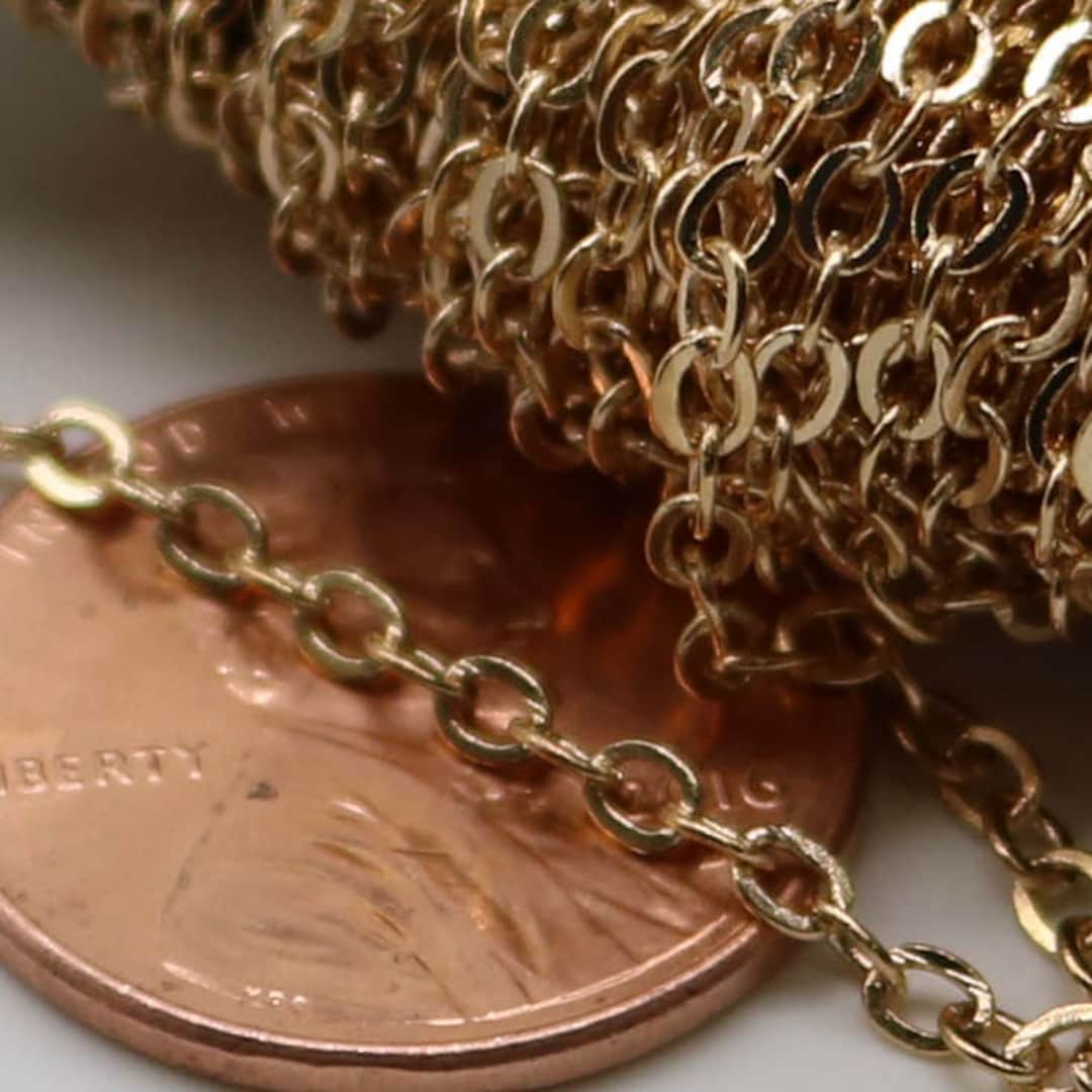 32 Feet Pinky Gold Chain (champagne Gold) Chain - 3x1.7mm SOLDER Flat ...