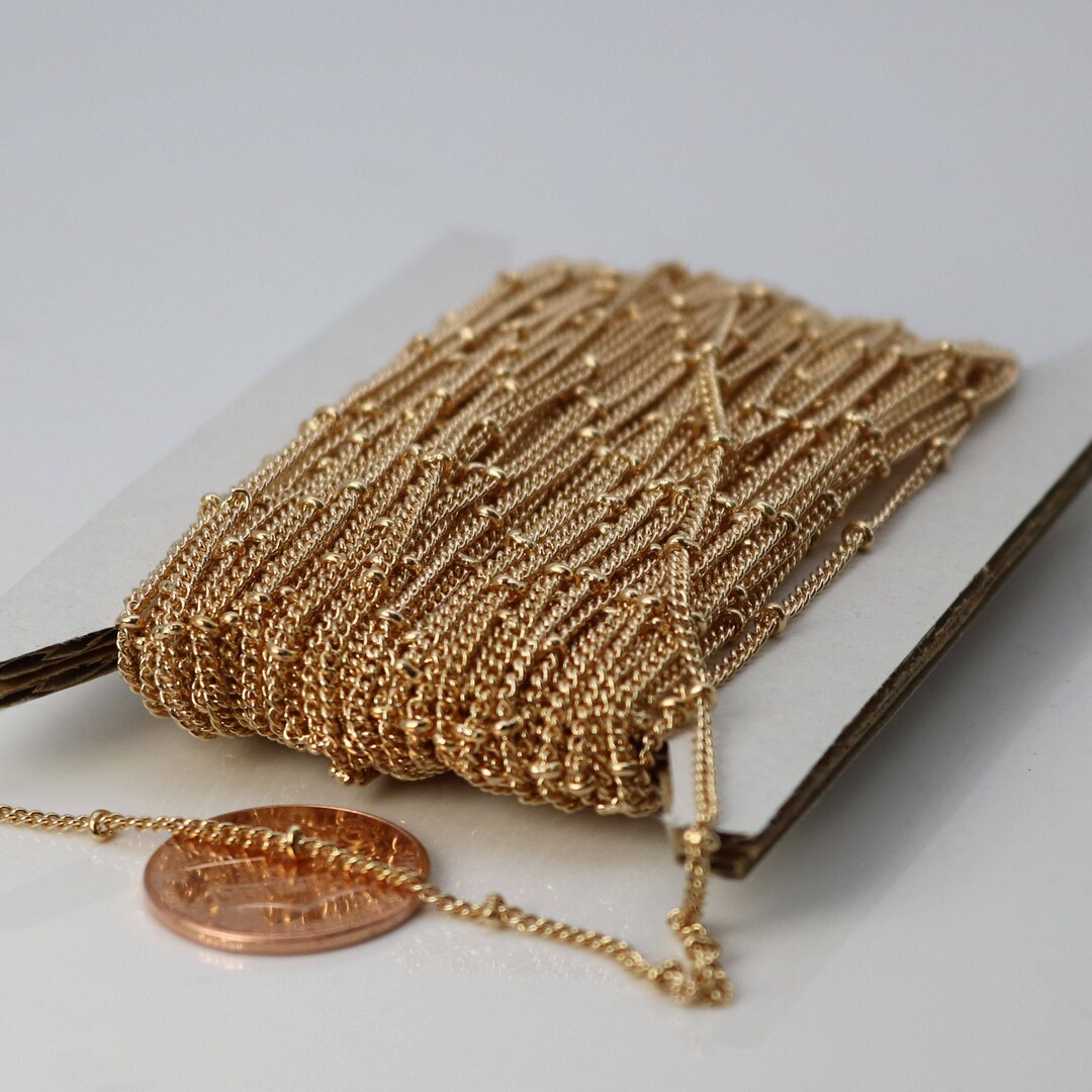 300 Ft Champagne Gold Ball Curb Chain - 1.6mm Satellite Solder Link ...