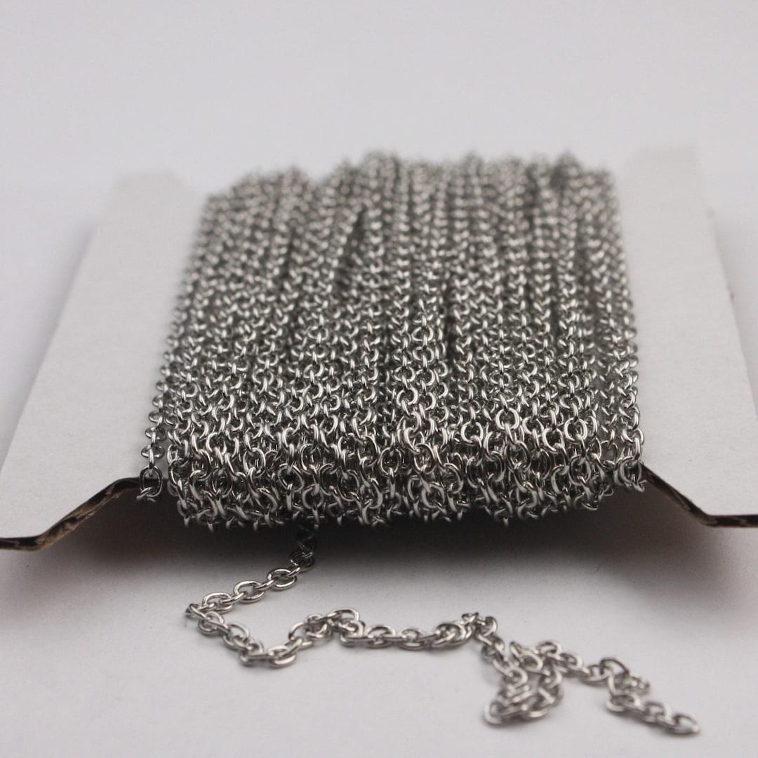 Rhodium Plated Cable Chain: Antiqued Silver Plated Soldered Link (2x2 ...