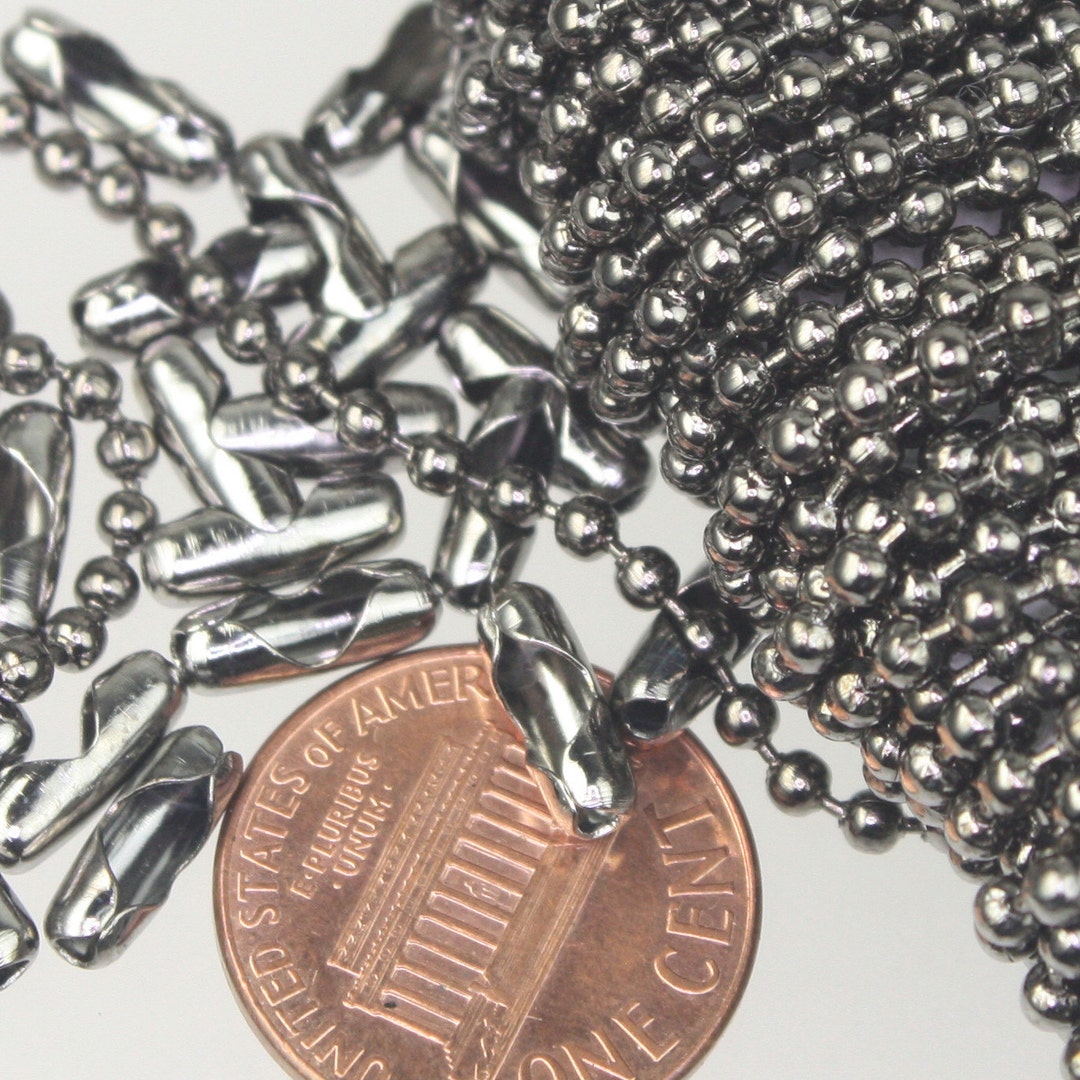 100 Feet Gunmetal 2.4mm Round Ball Chain - Premium Bulk Spool ...