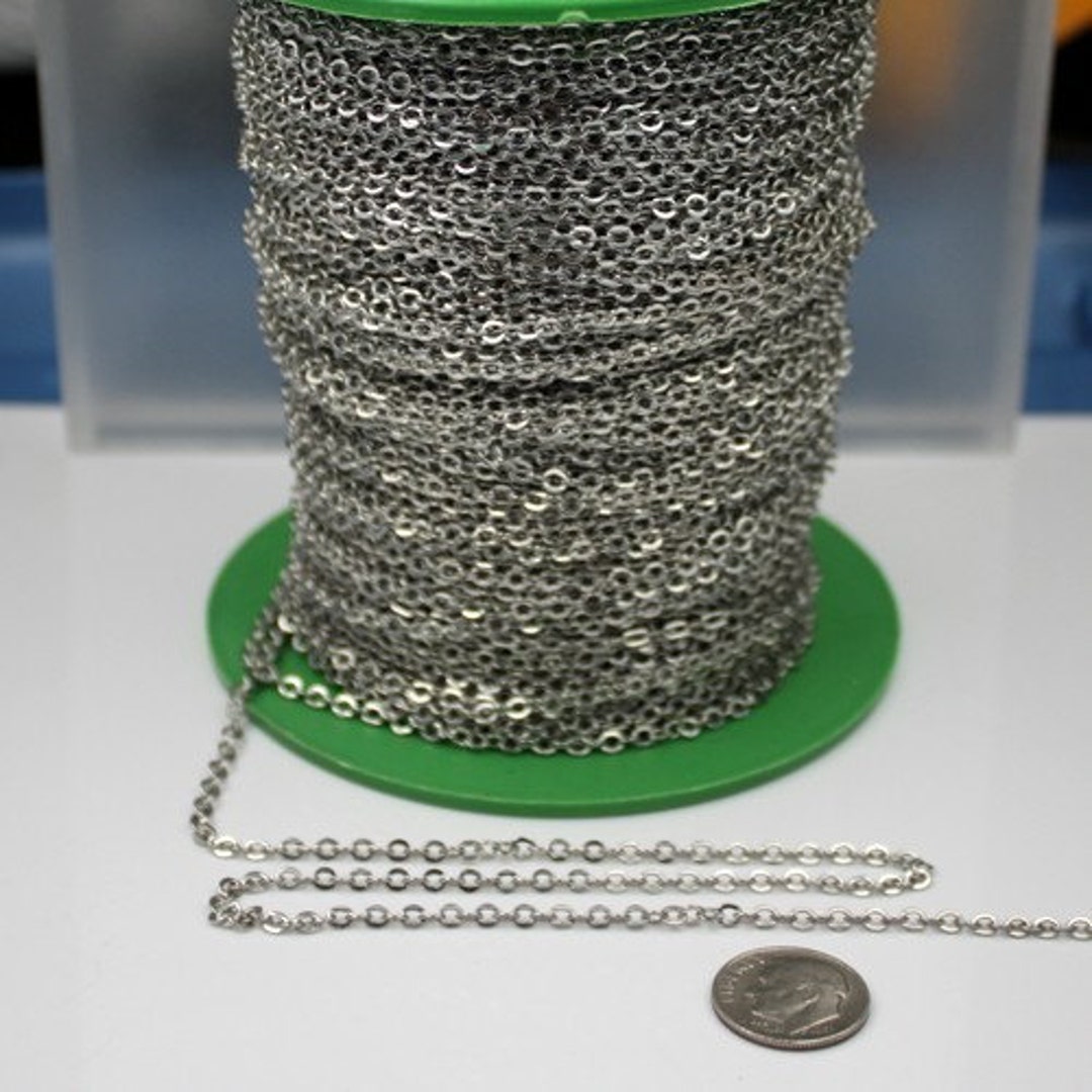 Sample 3 Ft Rhodium Flat Cable Chain - 3.4x2.9mm SOLDERED Link ...
