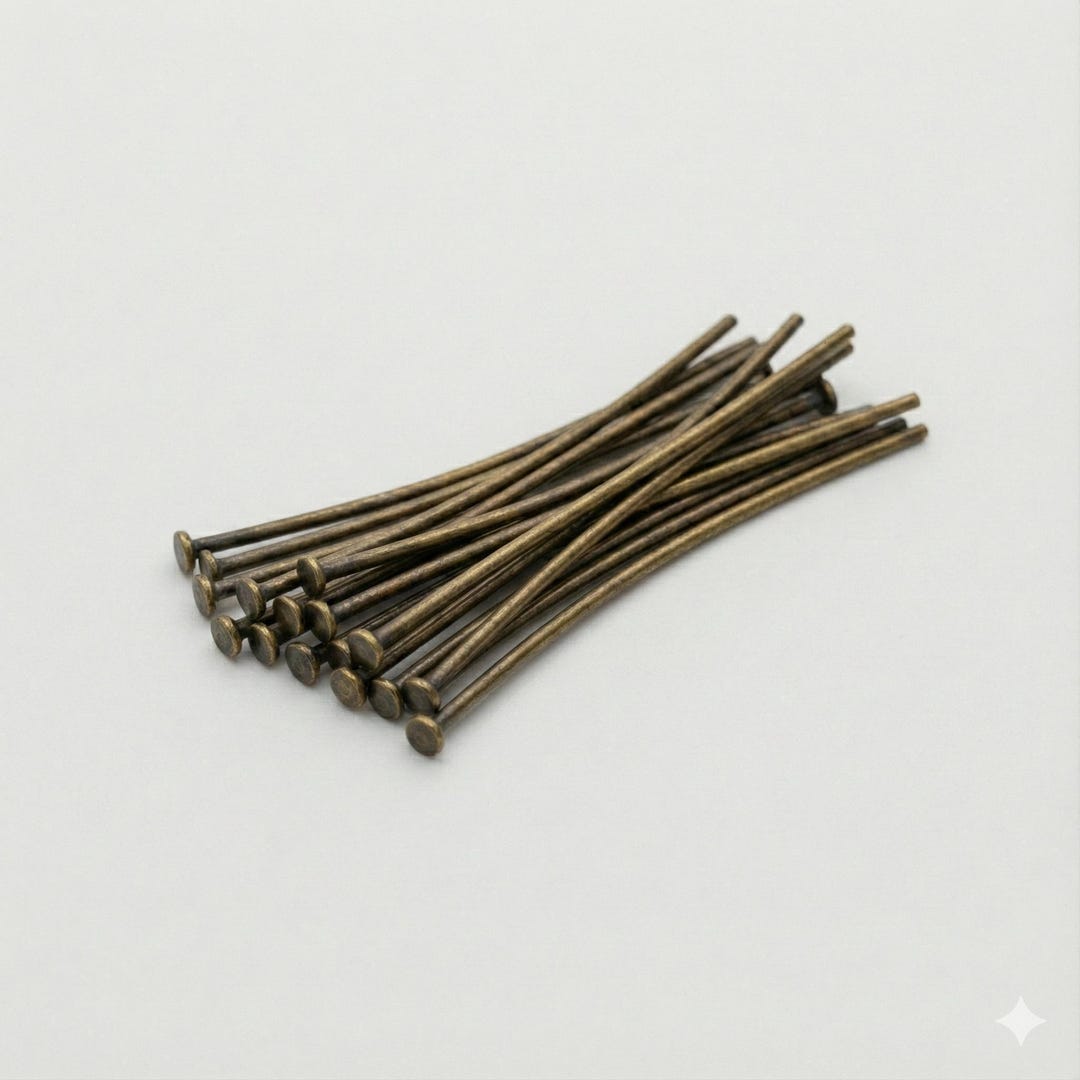 Antique Brass Finish Tpin Flat Headpins: 2 Inch, 22 Gauge, Brass 100 ...