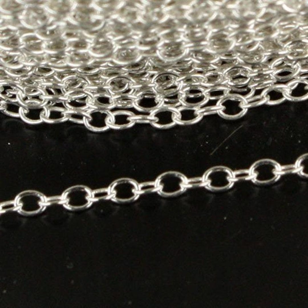 Sterling Silver Cable Chain: Tiny Round Link, 2.2x1.6mm Soldered Link ...