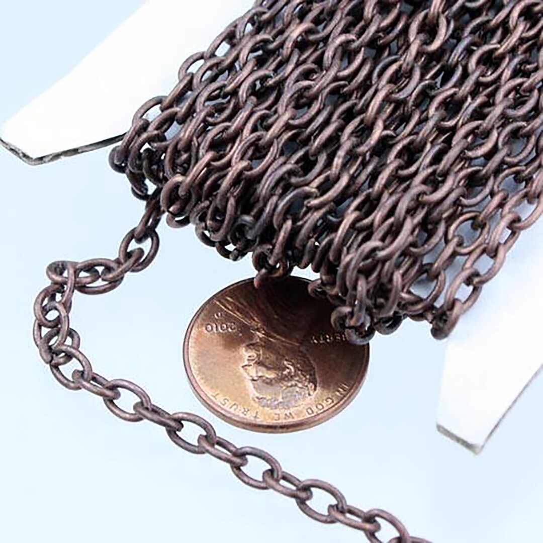 Antique Copper Cable Chain: 12 Ft Bulk, 5.7x3.9mm Unsoldered Iron Link ...