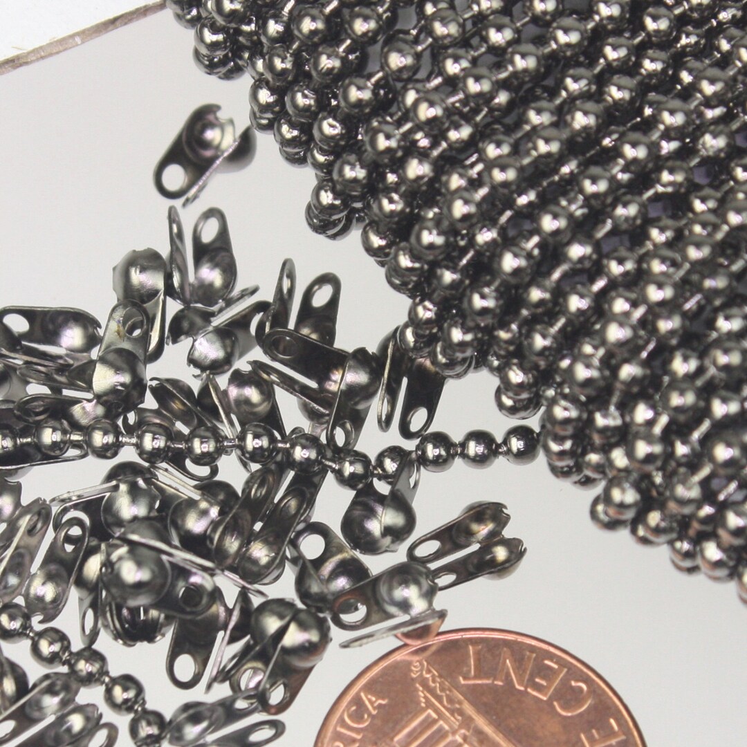 12 Feet Gunmetal 2.4mm Round Ball Chain - Premium Bulk Spool ...