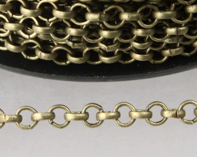 Antique Brass Finish Rolo Chain : 3.2mm Unsoldered Links 3 Feet - Etsy