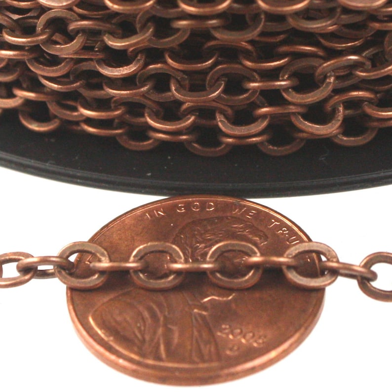 10 Ft of Antique Copper Large BIG Flat Cable Chain 4x3.5mm - Etsy