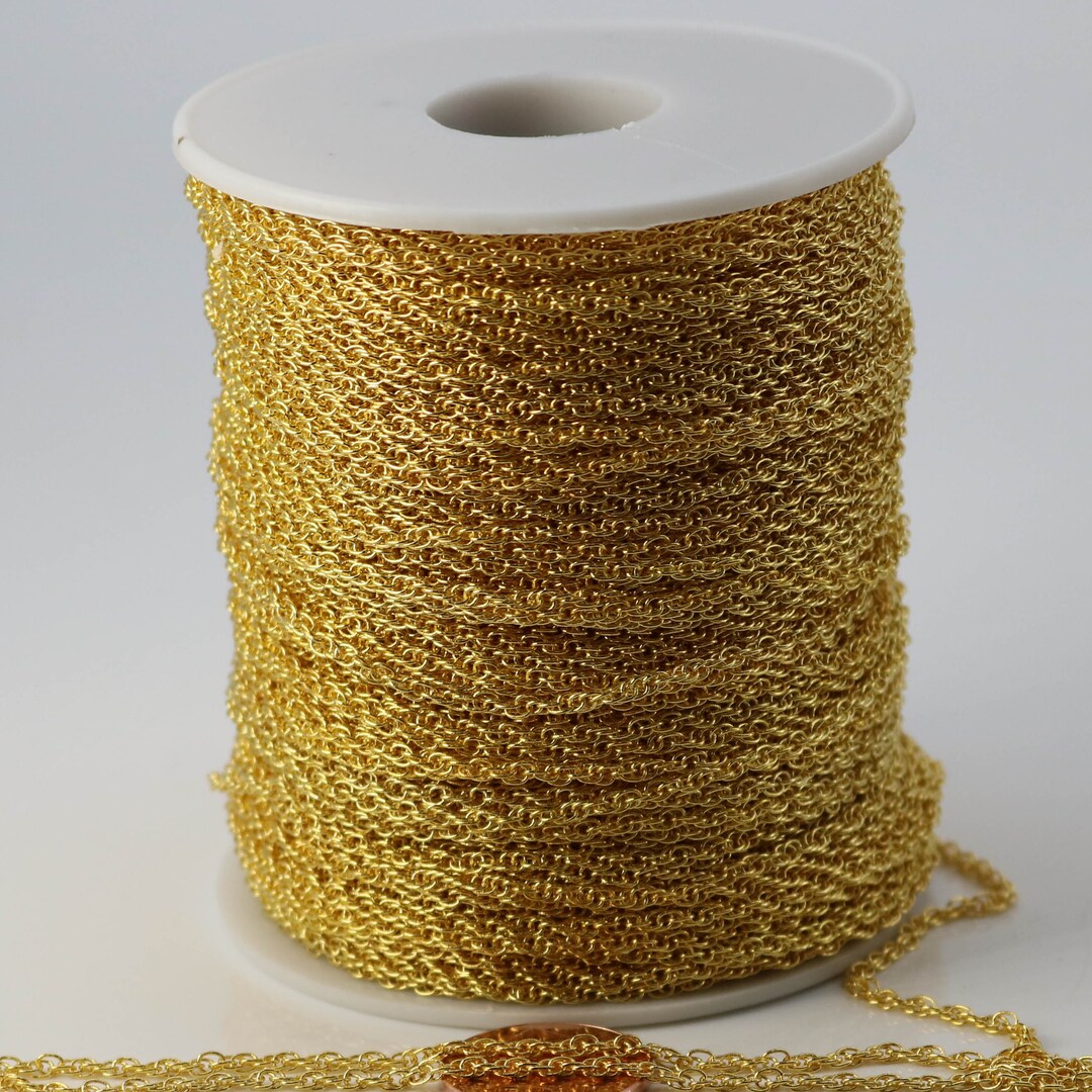 NEW 32 Feet Spool of Gold Plated SOLDERED ROPE Twisted Curb Chain - 2 ...