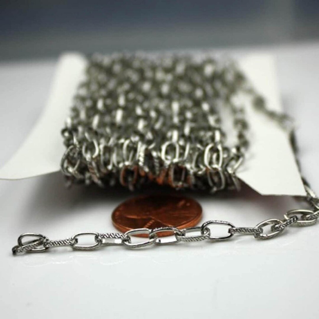 32 Ft. Textured Antique Silver Finished Drawn Cable Chain - 6.7x4mm ...