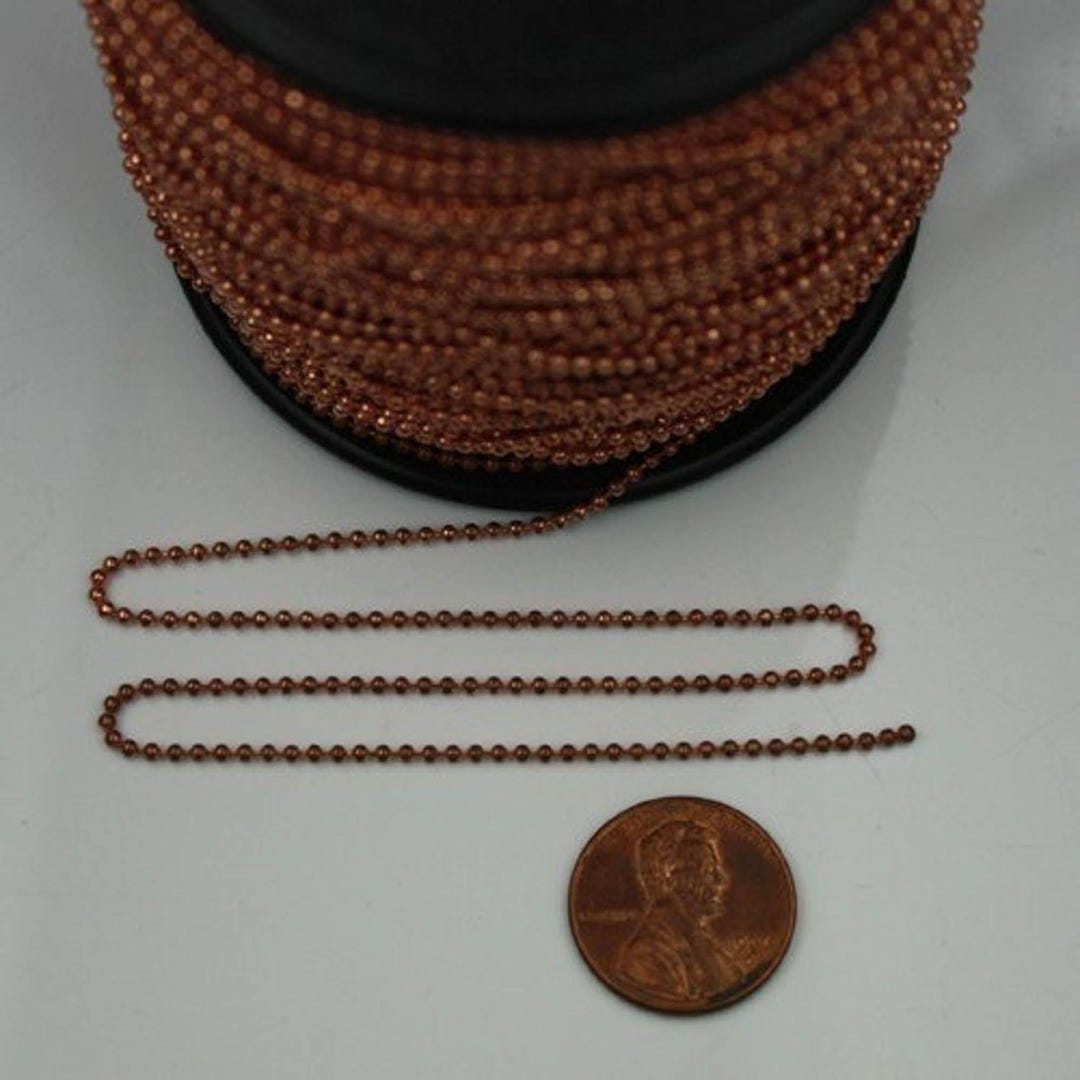 Copper Plated Brass Ball Chain - 1.5mm - With 10 Connectors - 15DC 10 ...