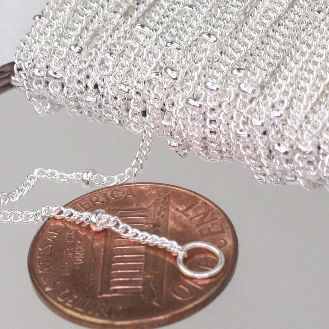 Sample 3 Ft Spool of Silver Plated SOLDERED BALL Curb Chain - 1.6mm ...