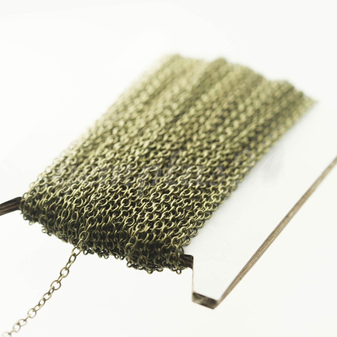 Antiqued Brass Soldered Link Cable Chain: 2x2.5mm Delicate Necklace ...