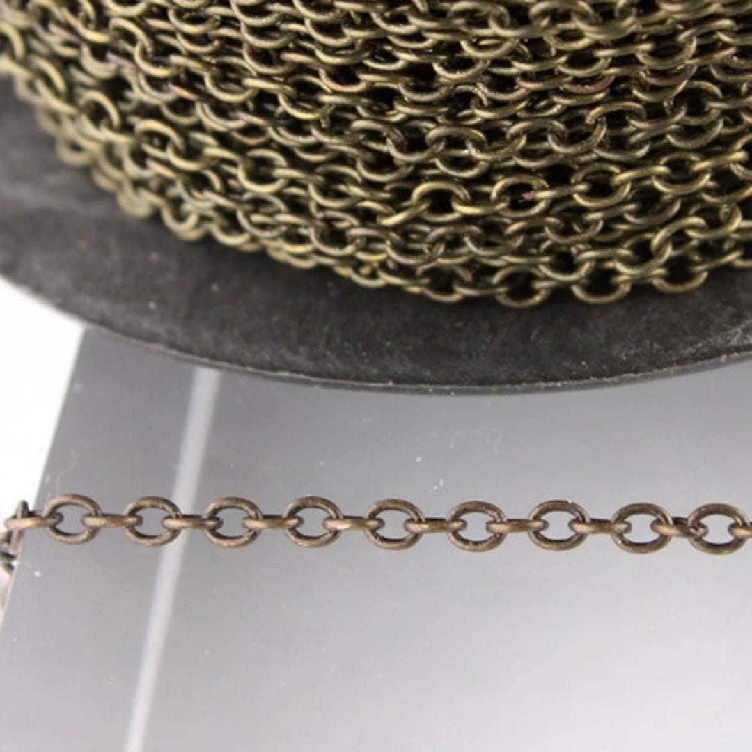Antique Brass Finish Soldered Link Cable Chain: Bulk, 3.2x2.8mm 10 Feet ...