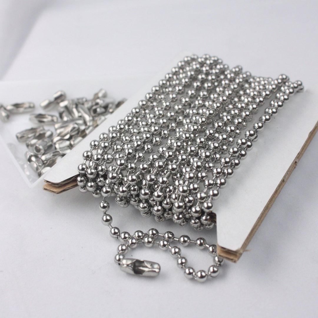 10 Ft Stainless Steel Chunky Ball Chain - 3.2mm Ball Size With Free 5 ...