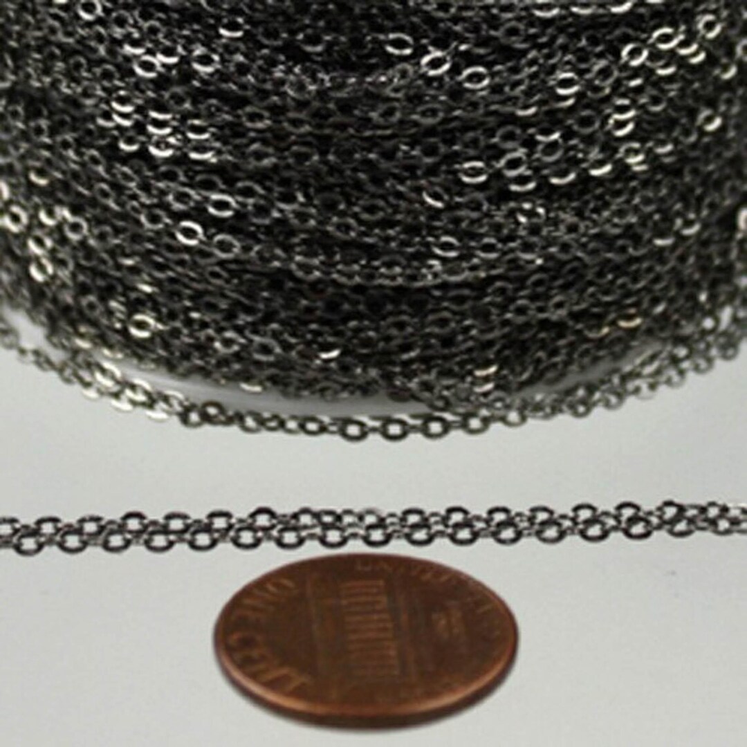 Gunmetal Finish Cable Chain: 2.4x1.7mm Soldered Link Oval Link 3 Feet ...