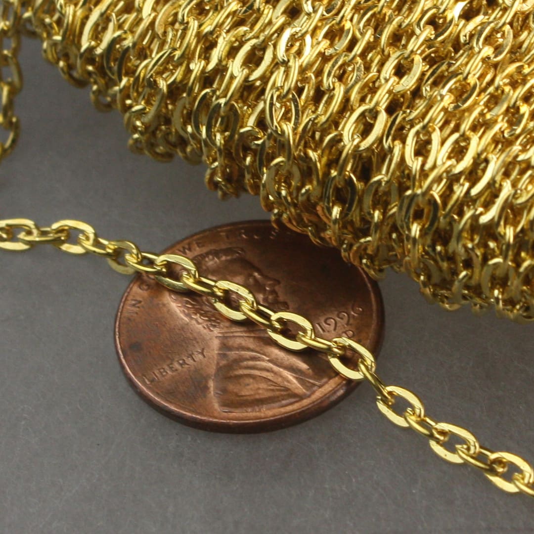 12ft of Gold Plated Flat Cable Chain 3.7x2.7mm - Unsoldered Links ...