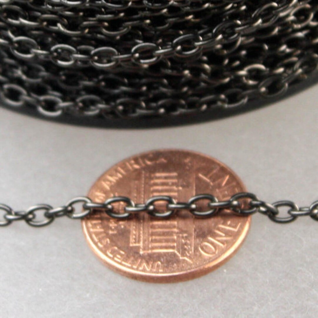 50 Ft of Gunmetal Finished Cable Chain - 3.8x2.7mm 0.7mm Unsoldered ...