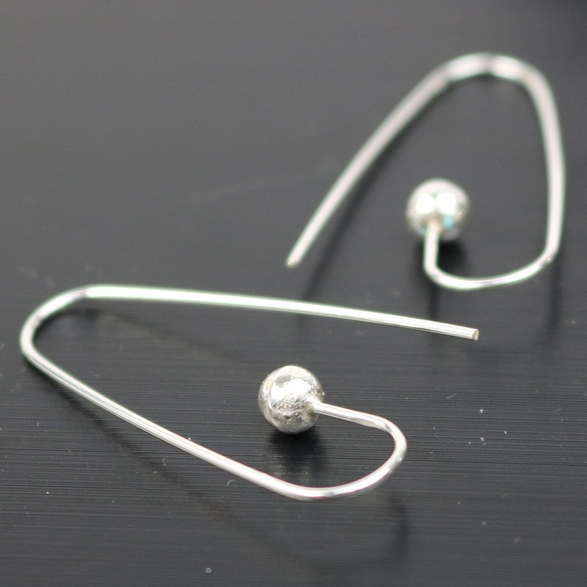 2 Sterling SILVER Big Ball Ear Wires Earrings Hooks Earwires | Etsy