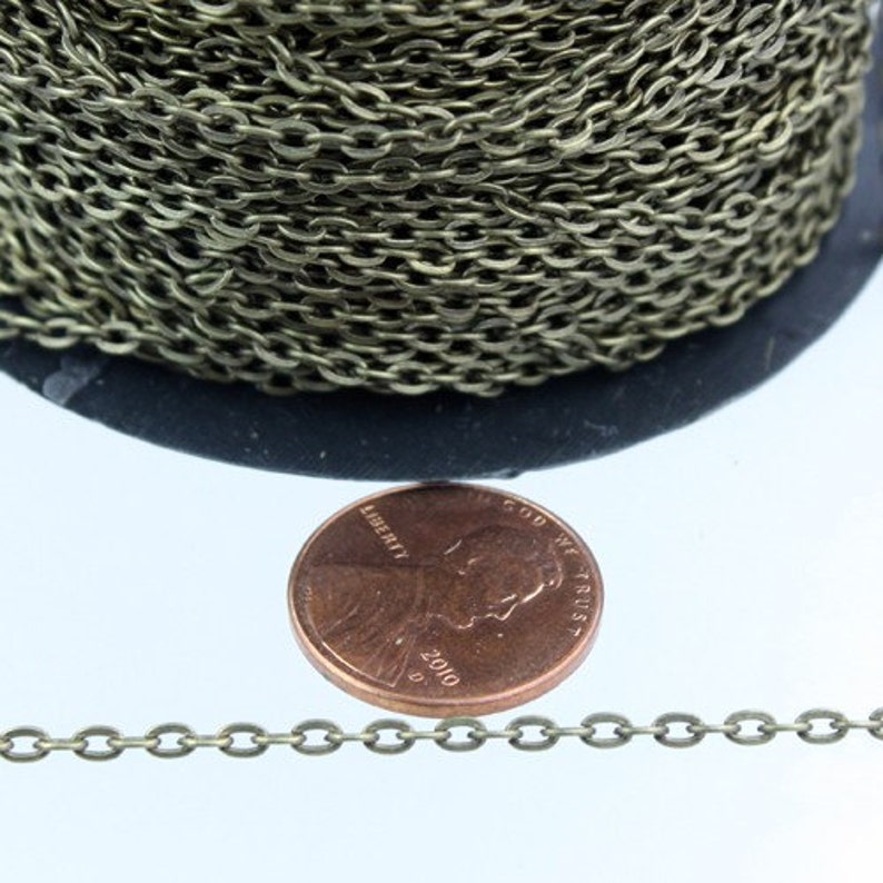 50 Ft. of Antique Brass Finished Flat Cable Chains 3x2.2mm - Etsy